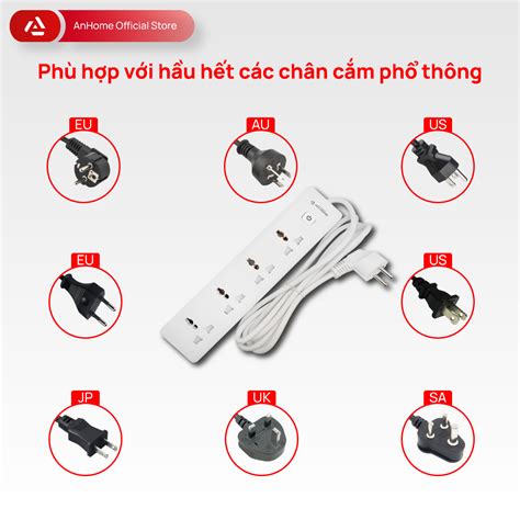 Ổ Cắm điện đa Năng 2500w Anhome G Series Tích Hợp Usb Typec 12w Thiết