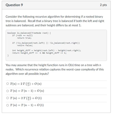 Solved Question 9 2 Pts Consider The Following Recursive