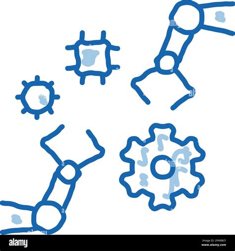 Robotic Arm Process Of Machine Learning Doodle Icon Hand Drawn