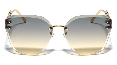 M10901 Chain Rimless Cat Eye Wholesale Sunglasses Frontier Fashion Inc