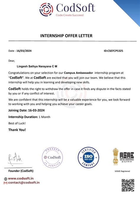 Lingesh Sathya Narayana On Linkedin Codsoft Techambassador Empoweringinnovation