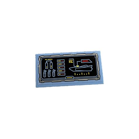 Lego Medium Blue Tile 2 X 4 With Batcomputer Riptide Status Sticker