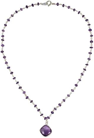 NOVICA Collier avec pendentif en améthyste fait à la main en argent sterling avec pierre de