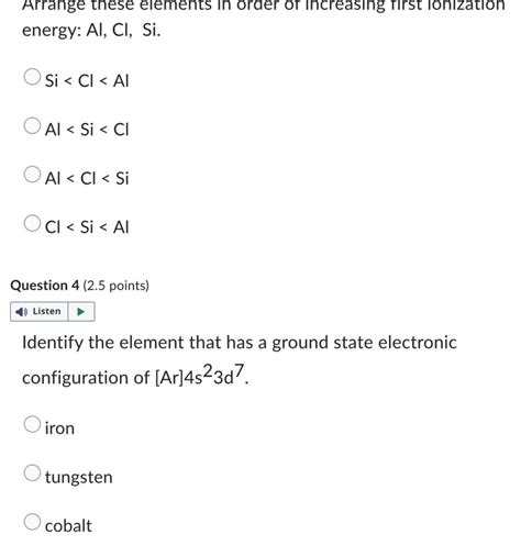 Answered Arrange These Elements In Order Of Increasing First Kunduz