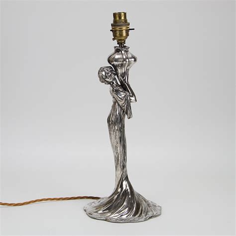 Wmf Art Nouveau Maiden Silver Plated Table Lamp C 1900