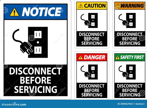 Danger Sign Disconnect Before Servicing Stock Vector Illustration Of
