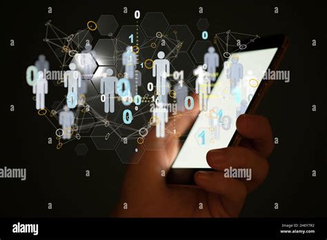 3d rendering of human icons with binary codes floating outside a hand