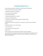 CODING PRACTICE 1 Docx CODING PRACTICE 1 Code The Following