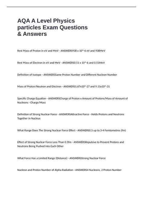 Aqa A Level Physics Particles Exam Questions And Answers Aqa A Level Physics Particles Stuvia Us