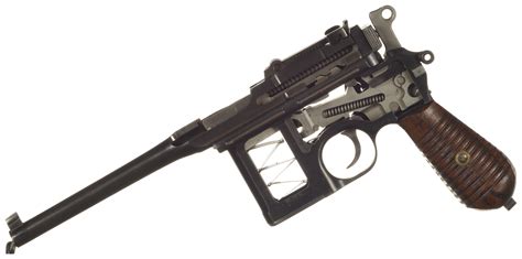 German Mauser C96 Broomhandle Cutaway Semi Automatic Pistol Rock