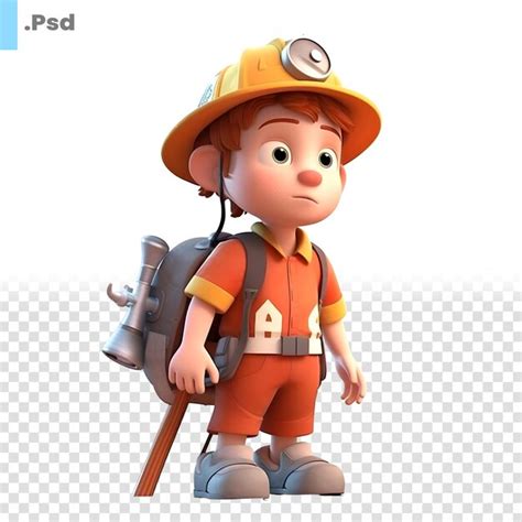 3d рендеринг маленького мальчика с рюкзаком и защитным шлемом Psd