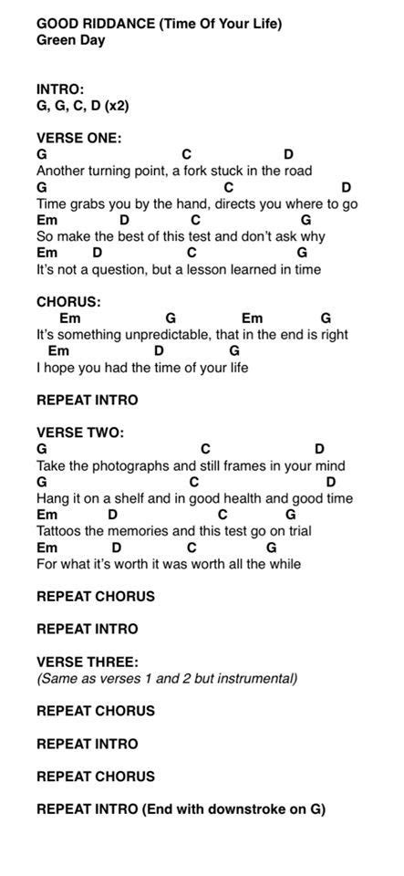 Good Riddance Guitar Chords