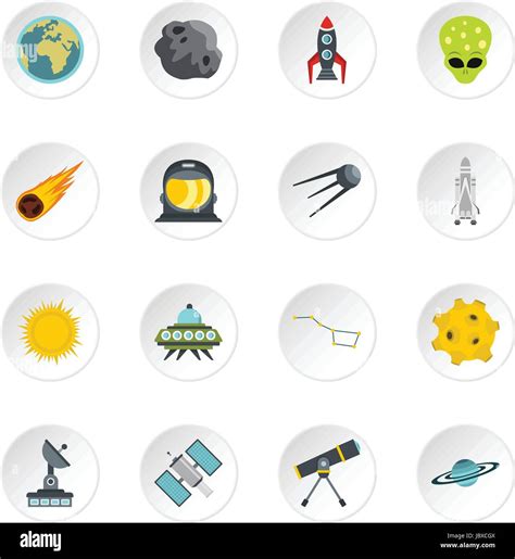 Space Set Flat Icons Stock Vector Image And Art Alamy