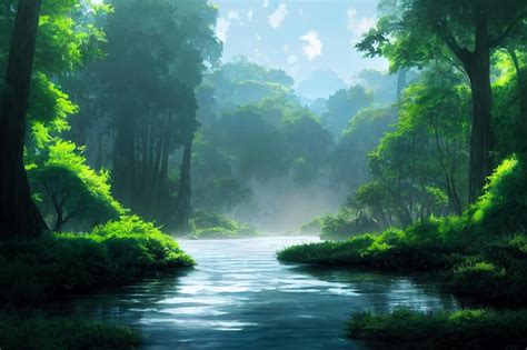 Premium Photo Beautiful Environment Nature Illustration In Anime Art