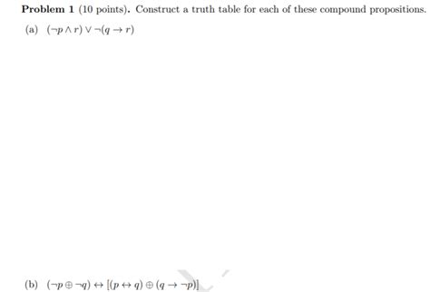 solved problem 1 10 points construct a truth table for