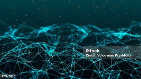 밝게 연결된 점과 선의 네트워크 많은 점의 추상적인 역동적인 파동 디지털 배경입니다 3d 렌더링 0명에 대한 스톡 벡터 아트 및 기타 이미지 Istock