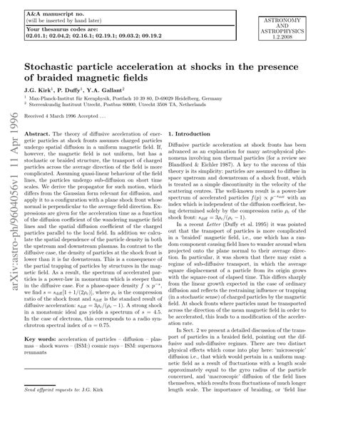 Pdf Stochastic Particle Acceleration At Shocks In The Presence Of