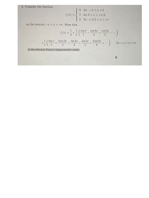Solved 2 Consider The Function Fx On The Interval Pi