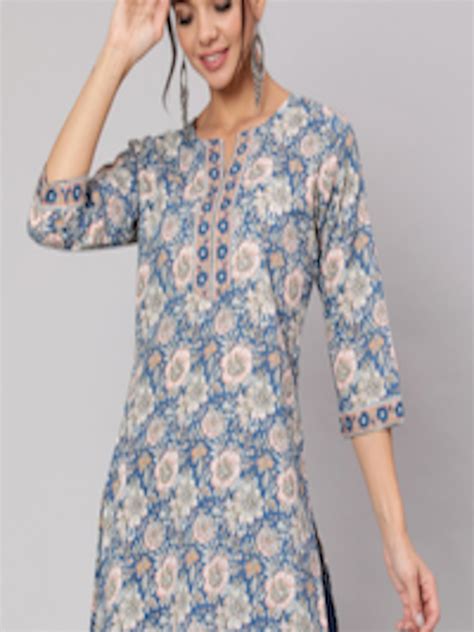 Buy Nayo Blue And White Printed Tunic Tunics For Women 18671334 Myntra