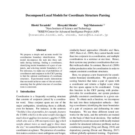 Decomposed Local Models For Coordinate Structure Parsing Acl Anthology