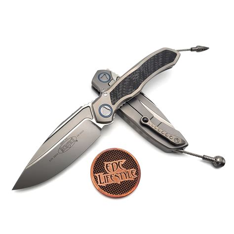 Microtech Anax Single Edge 190c 7cfiti Titanium Handle Bead Blast Blue