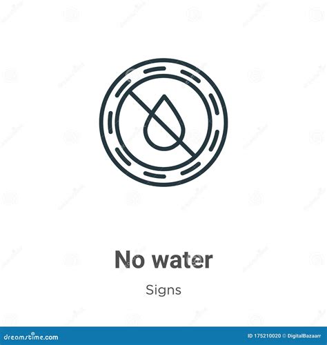 No Water Outline Vector Icon Thin Line Black No Water Icon Flat