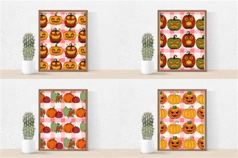 12 Scary Halloween Pumpkin Patterns Masterbundles