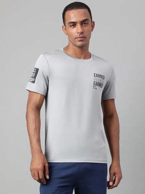 Buy Alcis Mens Printed Grey Anti Static Drytech Slim Fit Training Tee