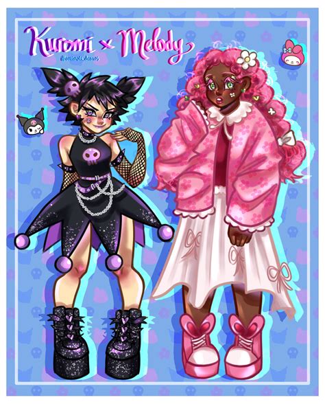 Kuromi And My Melody Human Design Print Etsy