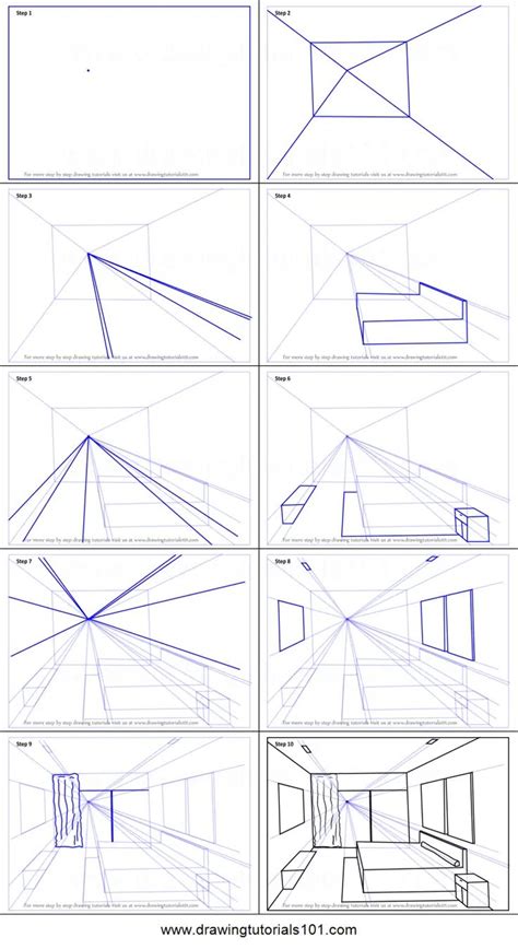 How To Draw A Room In Perspective With Different Angles And Lines On The Walls