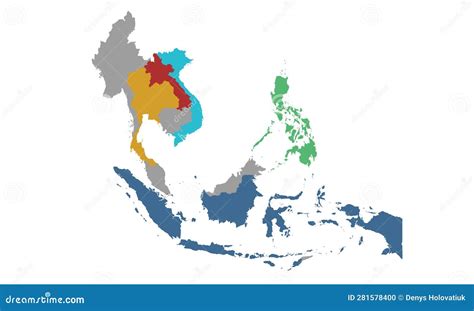 白色背景中突显的印尼泰国和老挝地图 向量例证 插画 包括有 亚马逊 国家 深色的 图标 聚会所 281578400