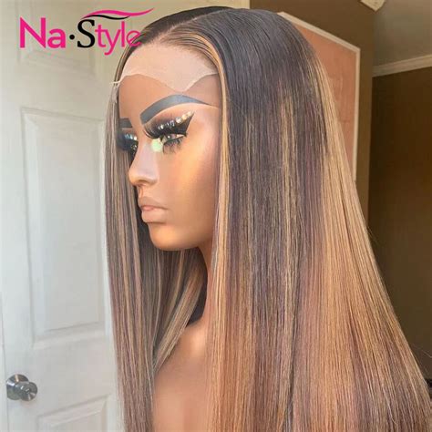 Peluca De Cabello Humano Para Mujer Postizo De Encaje Frontal Color