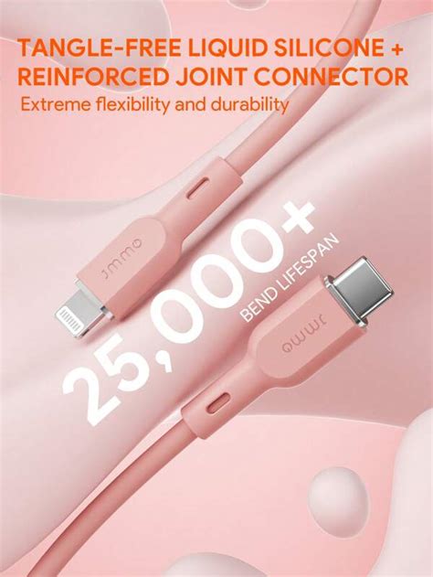 JMMO Cable USB C A Lightning De Silicona De 3ft Certificado Por Apple