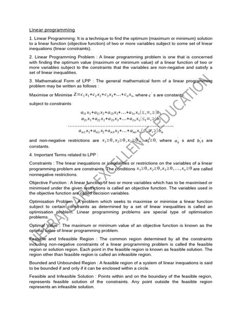 Linear Programming 12 24 25 Pdf Mathematical Optimization Linear