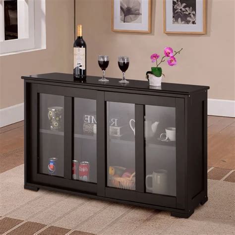 Giantex Home Storage Cabinet Sideboard Buffet Cupboard Glass Sliding