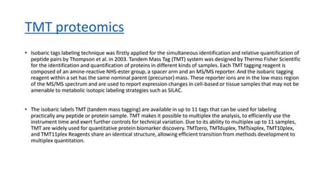 Tmt Proteomics Pptx Chemistry Science