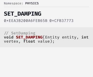 SetDamping FiveM Natives Cfx Re Docs