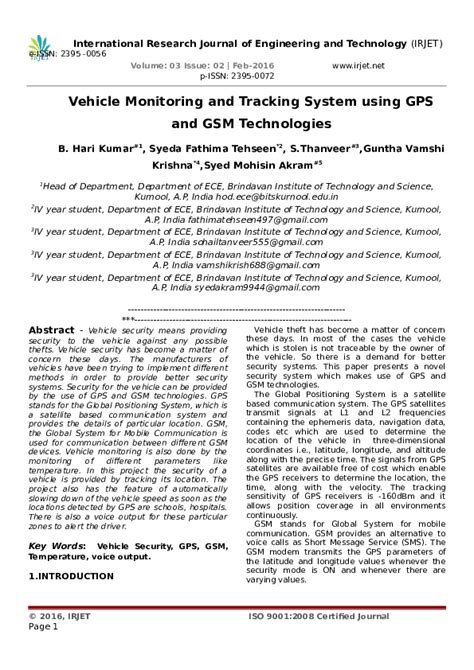Doc Vehicle Monitoring And Tracking System Using Gps And Gsm Technologies