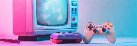 A Nostalgic Setup Features A Retro Gaming Console Beside A Vintage Television That Displays A