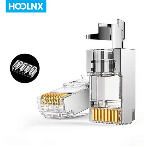 Hoolnx Cat7 Rj45 Connector With Load Bar Two Piece Suit 10gbps Stp Modular Plug For Cat7 Cat6a