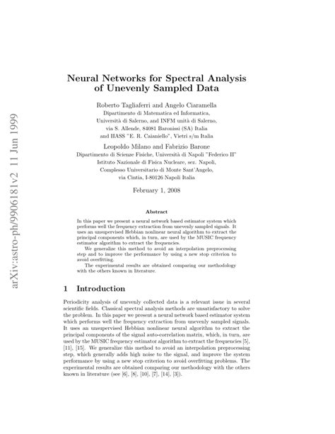 Pdf Neural Networks For Spectral Analysis Of Unevenly Sampled Data