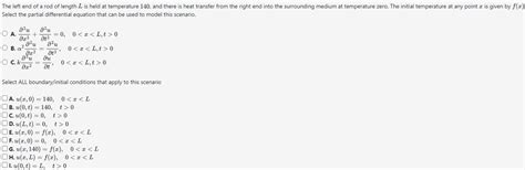 Solved Select The Partial Differential Equation That Can Be Chegg