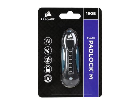 Corsair Padlock 3 16gb Secure Usb 30 Flash Drive With Keypad 256bit