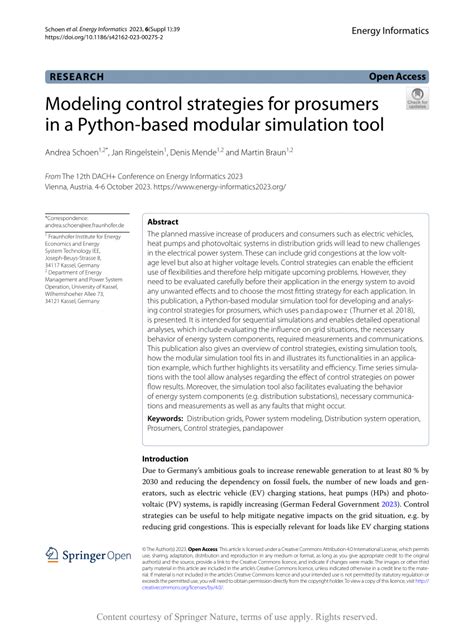 Pdf Modeling Control Strategies For Prosumers In A Python Based