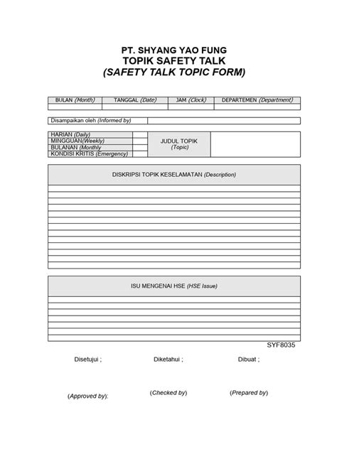Syf8035 Safety Topic Safety Talk Pdf