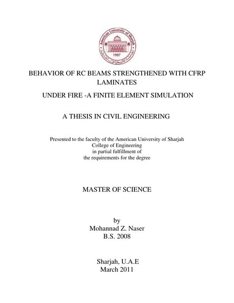 Pdf Behavior Of Rc Beams Strengthened With Cfrp Laminates Under Fire A Finite Element Simulation