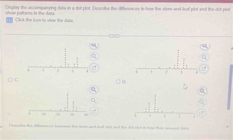 display the accompanying data in a dot plot describe the differences