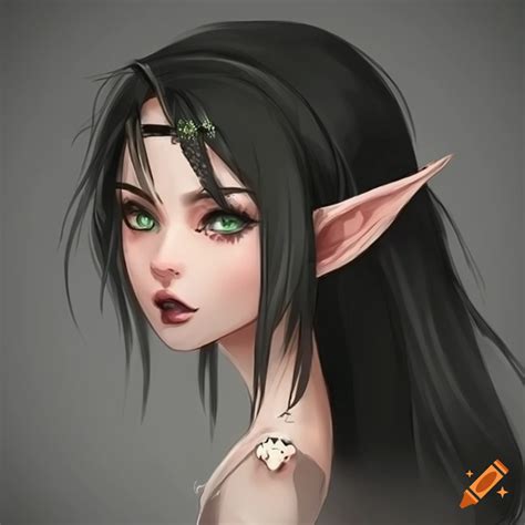 Cute Female Elf Black Hair On Craiyon