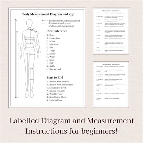 Detailed Body Measurement Template Sewing Project Planner Fashion Template Tool Etsy