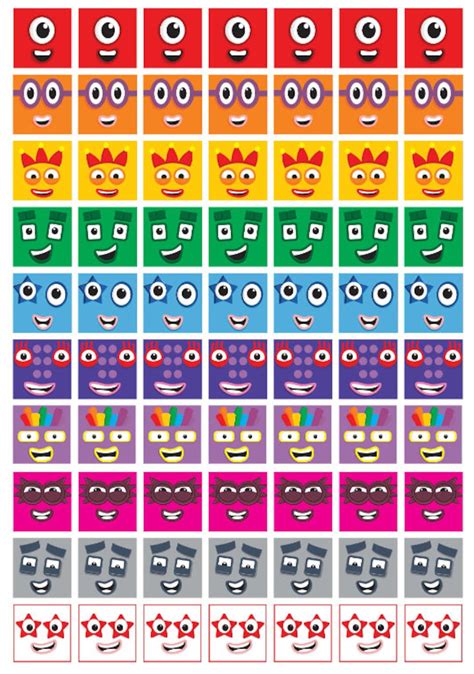 Numberblock Faces Stickers 1 10 Unifix Cube Stickers 2 4cm In Size Numberblock Stickers Etsy